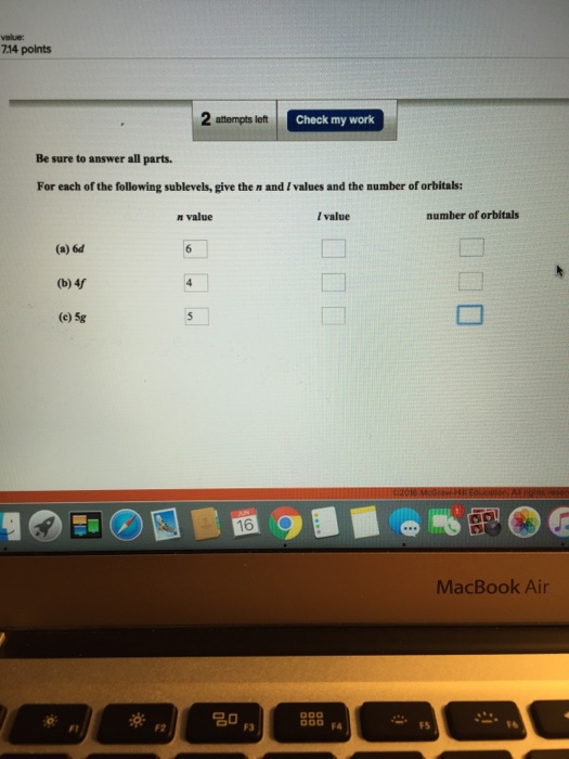 Solved For each of the following sublevels, give the n and l | Chegg.com