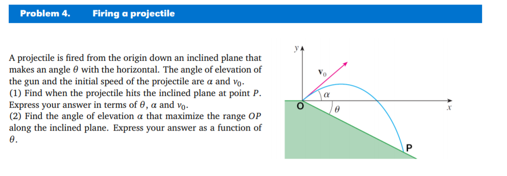 Solved Problem 4. Firing a projectile y A A projectile is | Chegg.com