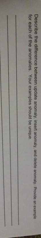 Solved Describe the difference between update anomaly, | Chegg.com
