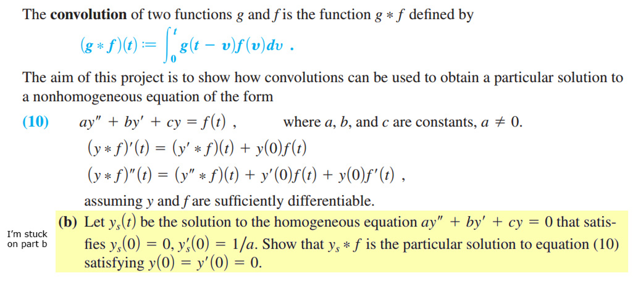 Solved The convolution of two functions g and f is the | Chegg.com