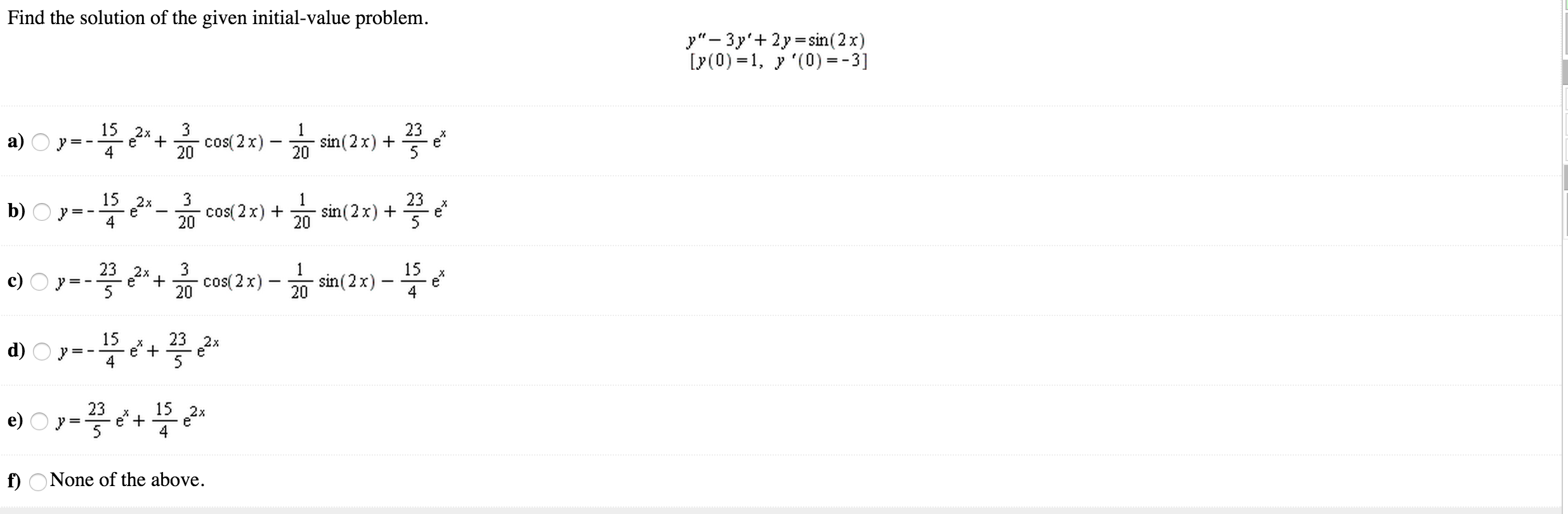 Solved Find The Solution Of The Given Initial Value Problem