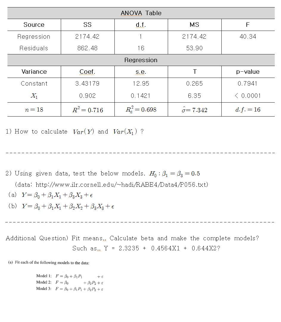 How to calculate Var(Y) and Var(X1)? Using given | Chegg.com