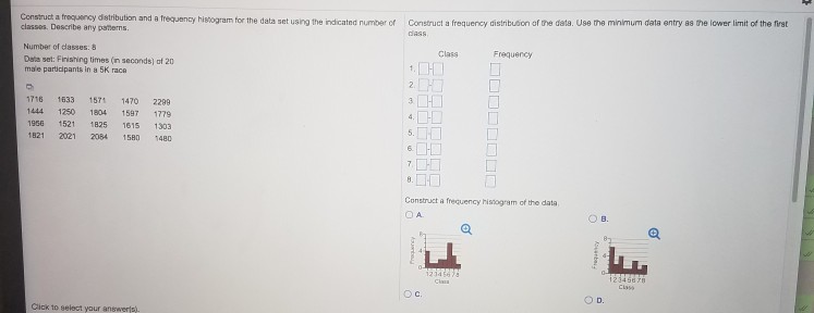 Solved Construct a frequency distribution and a frequency | Chegg.com