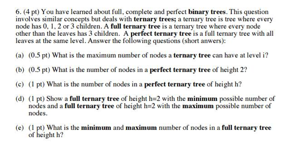 Solved Complete and perfect binary trees. This question | Chegg.com