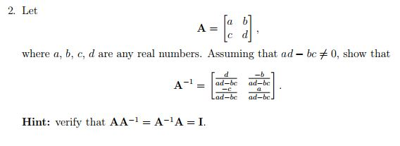 Solved Let A = [ a b , c d ] where A is a 2x2 matrix, where | Chegg.com