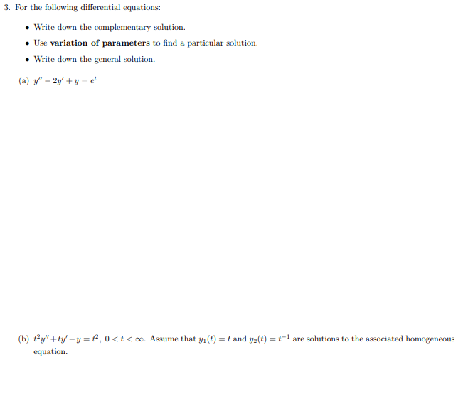 Solved 3. For the following differential equations: Write | Chegg.com