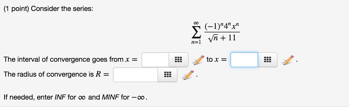 Solved Consider the series: sigma^infinity_n = 1 (-1)^n4^n | Chegg.com
