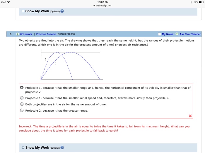 Solved Two objects are fired into the air. The drawing shows | Chegg.com