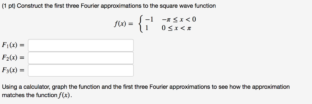 Solved Construct the first three Fourier approximations to | Chegg.com