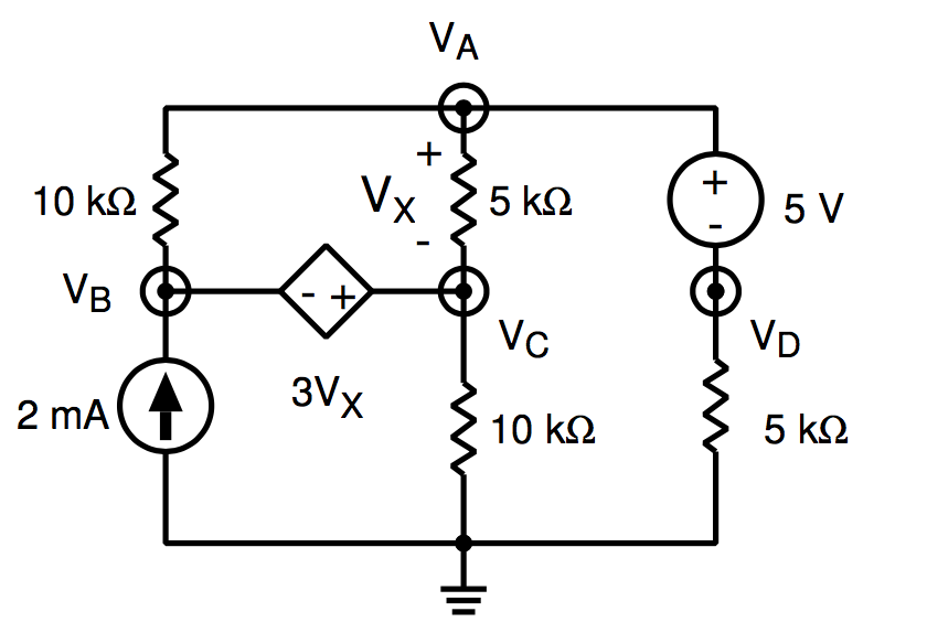 Solved Find all of the node voltages VA, VB, VC, and VD | Chegg.com