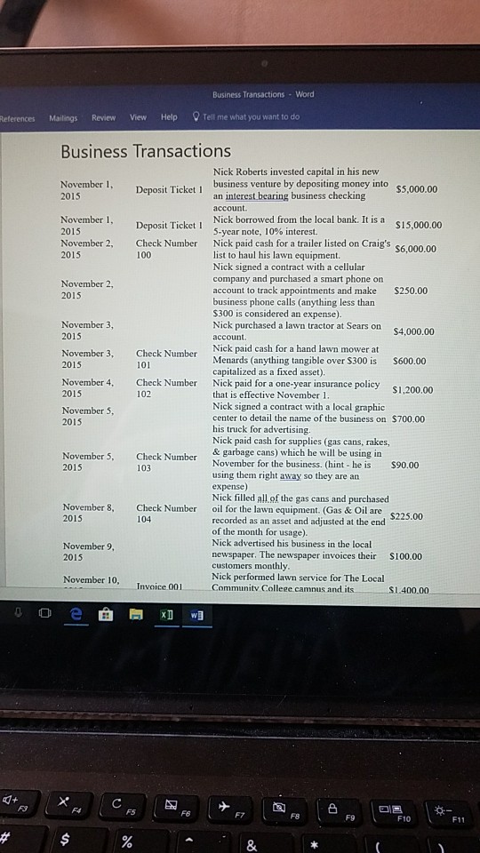 Solved Business Transactions-Word References Mailings Review | Chegg.com