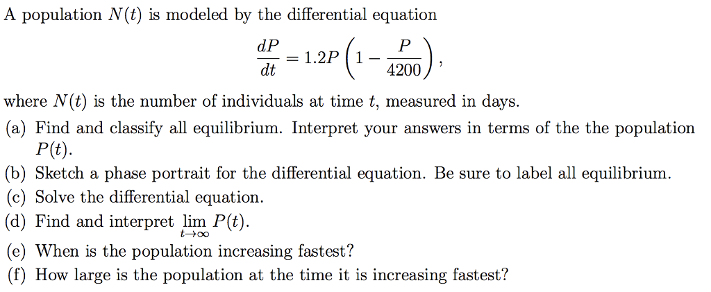 Solved A population N(t) is modeled by the differential | Chegg.com