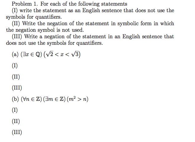 Solved For each of the following statements (I) write the | Chegg.com