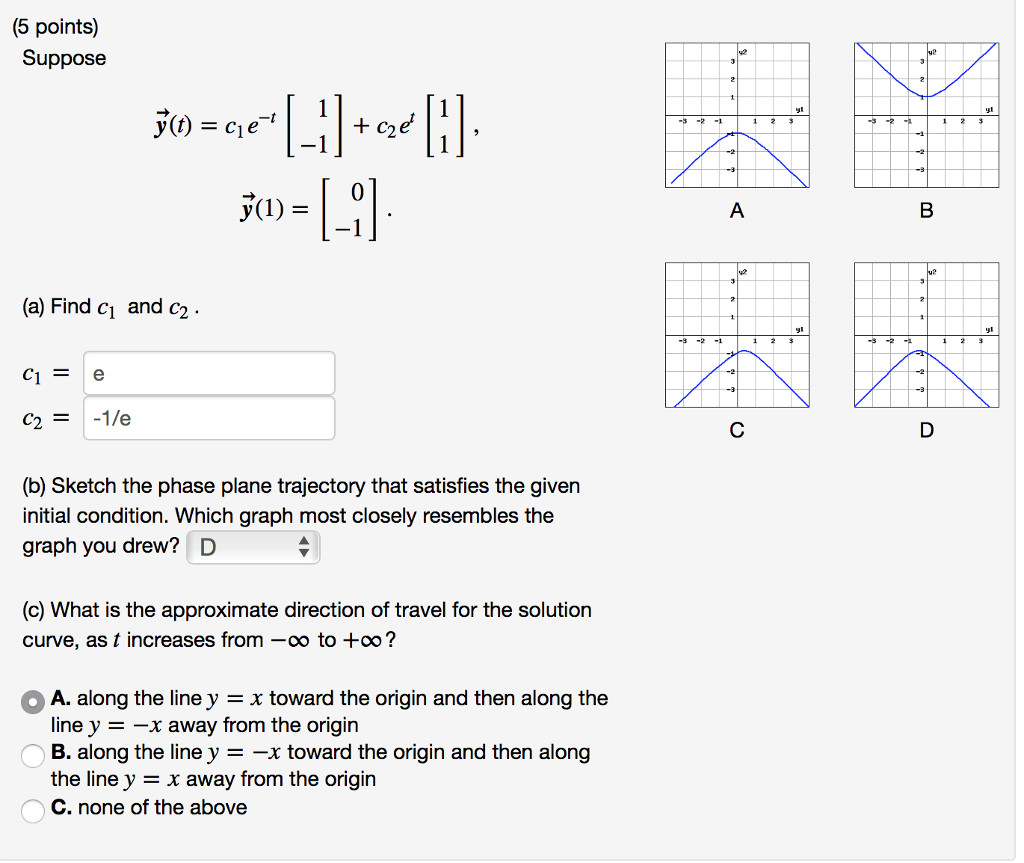 Solved (5 points) Suppose 0 (a) Find ci and c2 C2-1/e (b) | Chegg.com