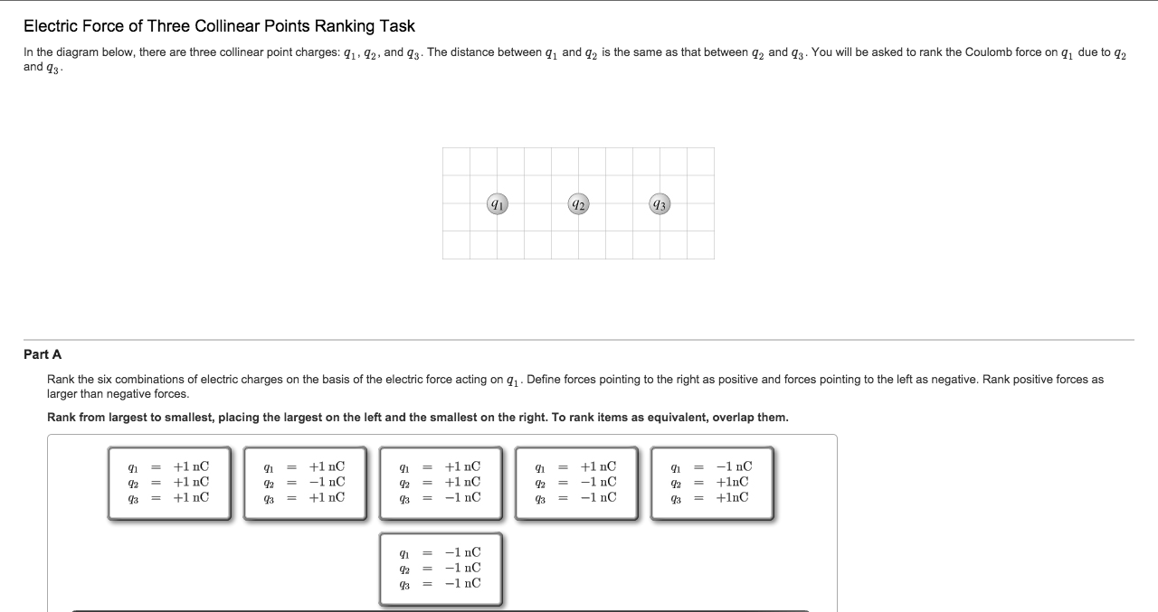 Solved Electric Force of Three Collinear Points Ranking Task | Chegg.com