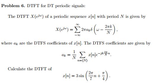 Solved Problem . DTFT for DT periodic signals: The DTFT X( | Chegg.com