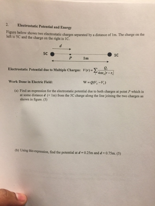 Solved Electrostatic Potential and Energy Figure below shows | Chegg.com