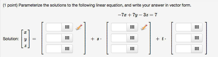 Solved Parameterize the solutions to the following linear | Chegg.com