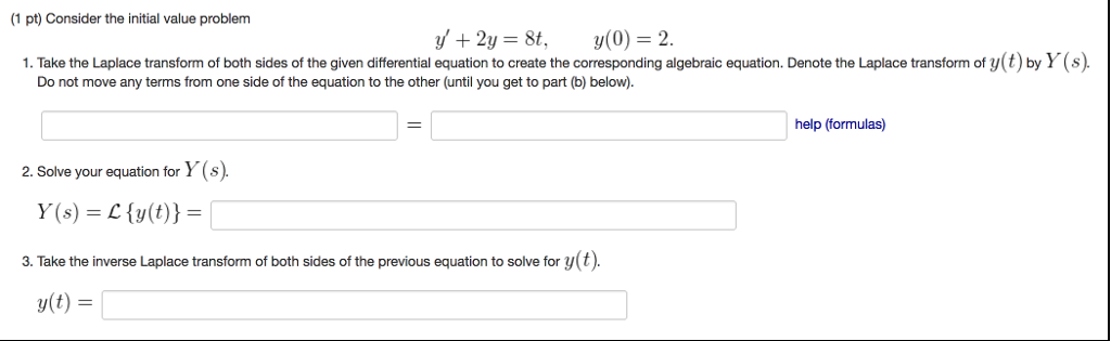 Solved Consider the initial value problem y" + 2y = 8t, y(0) | Chegg.com