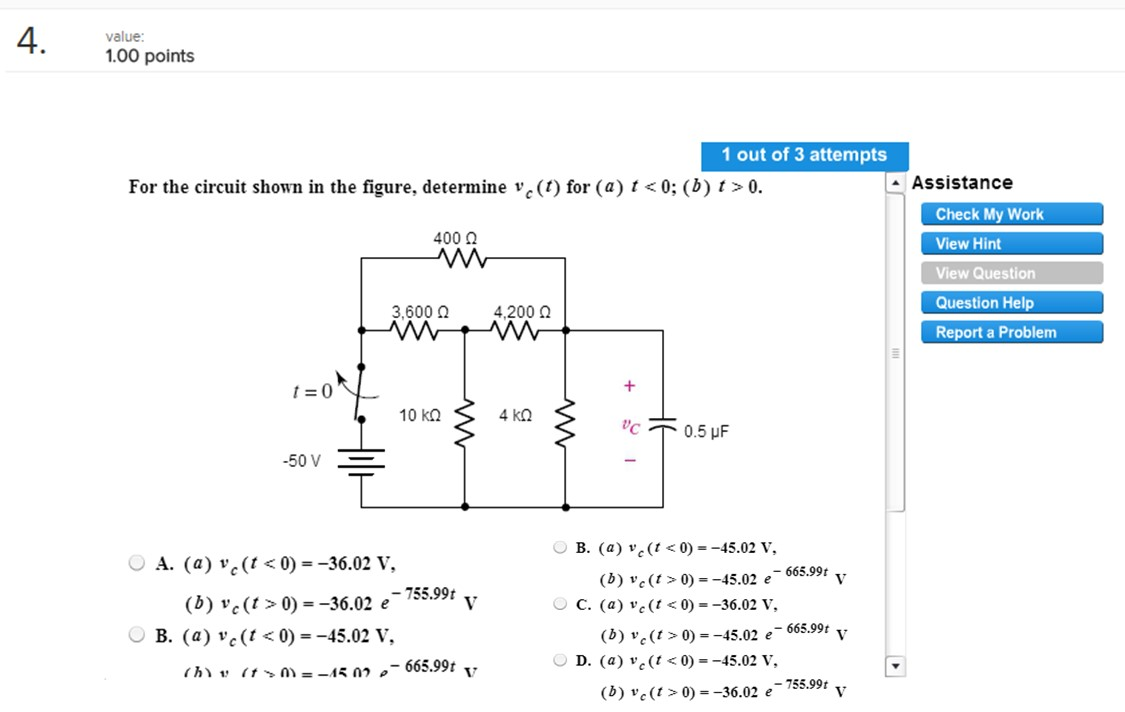 Solved For the circuit shown in the figure, determine vc (t) | Chegg.com