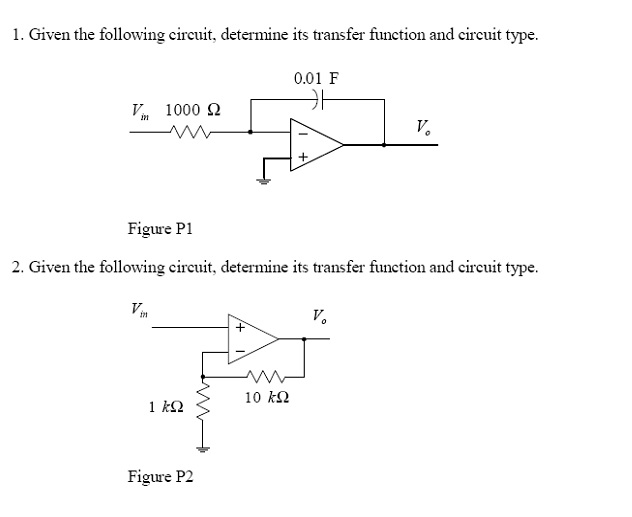 Solved Given the following circuit, determine its transfer | Chegg.com