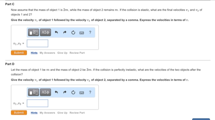 Solved Let Two Objects Of Equal Mass M Collide Object 1 Has