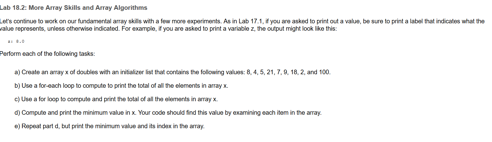 Solved Let's continue to work on our fundamental array | Chegg.com
