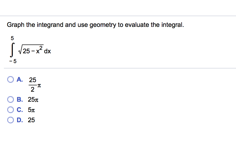 Solved Graph the integrand and use geometry to evaluate the | Chegg.com
