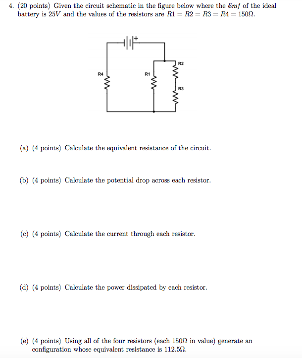 Solved 4. (20 points) Given the circuit schematic in the | Chegg.com