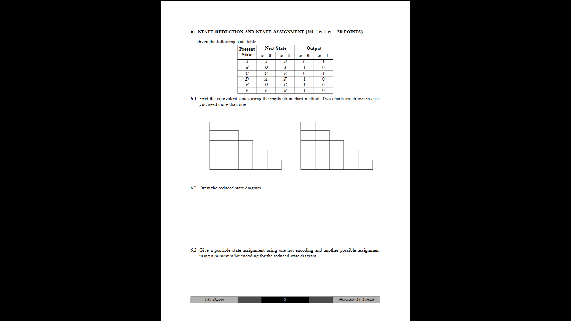 Solved Given the following state table: Find the equivalent | Chegg.com