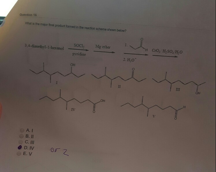 Solved What is the major final product formed in the | Chegg.com