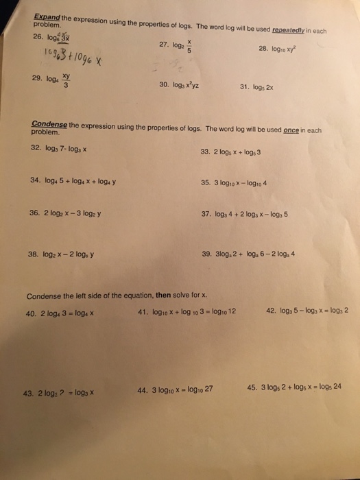 Solved Expand the expression using the properties of logs. | Chegg.com