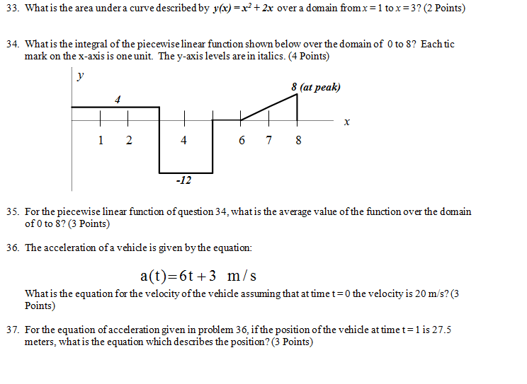 Solved What is the area under a curve described by y(x) = | Chegg.com