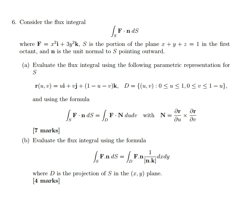 Solved Consider the flux integral integral F middot n dS | Chegg.com