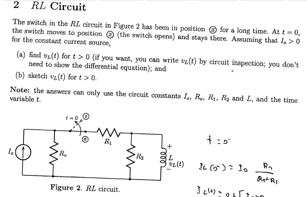 Solved 2 RL Circuit The switch in the RL circuit in Figure 2 | Chegg.com