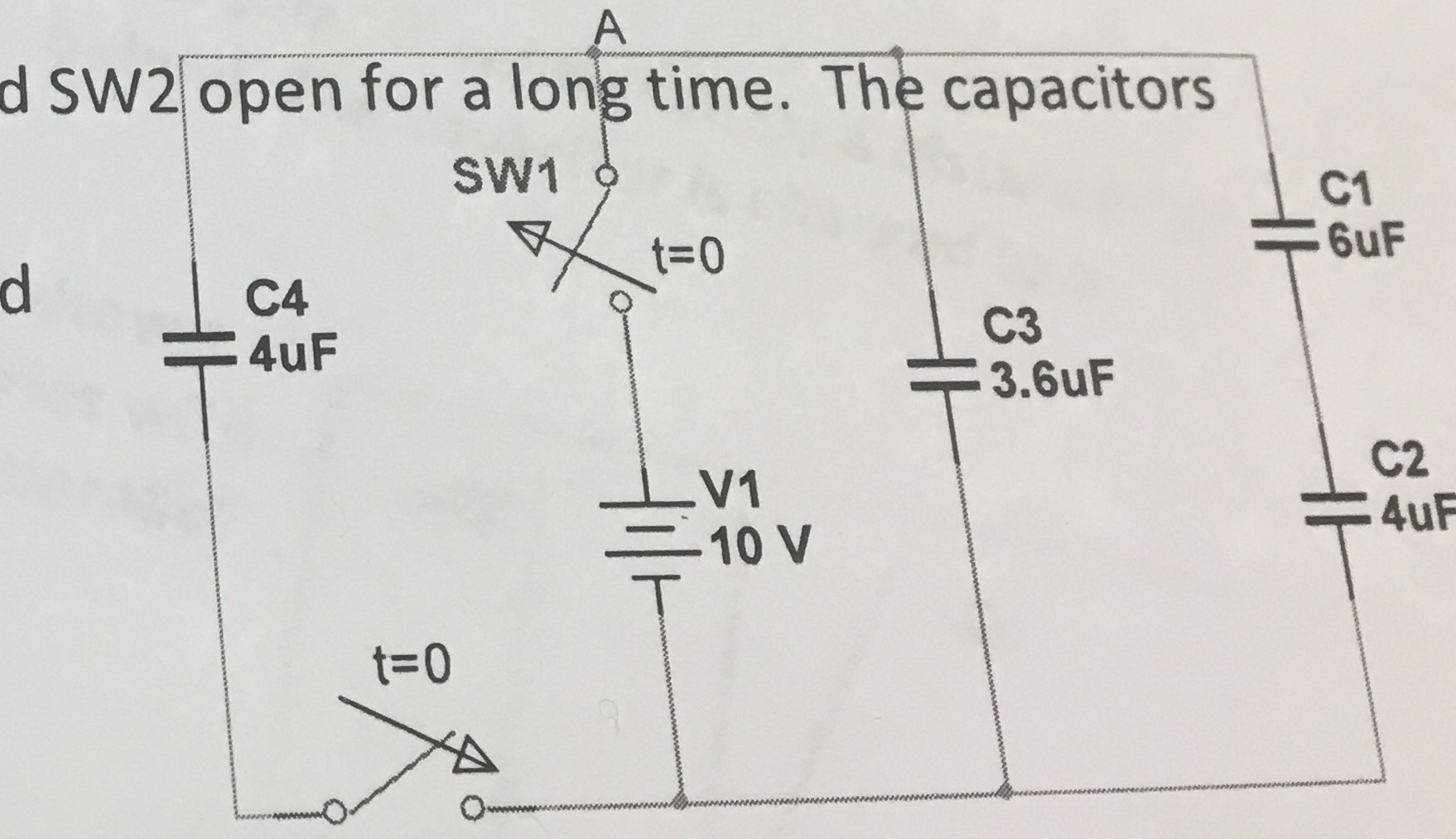 Solved In the circuit below, SW1 has been closed and SW2 | Chegg.com