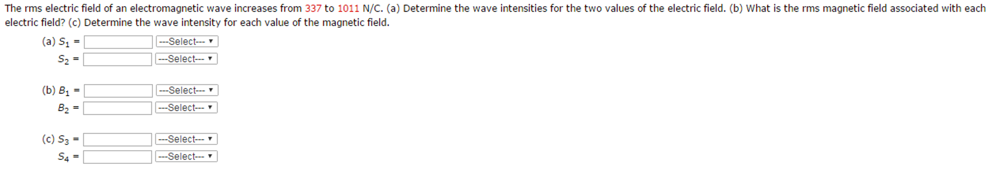 Solved: The Rms Electric Field Of An Electromagnetic Wave ... | Chegg.com