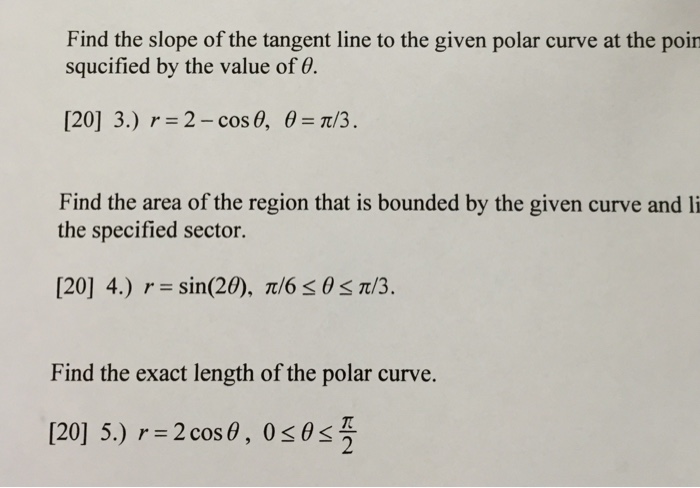 Solved Find the slope of the tangent line to the given polar | Chegg.com