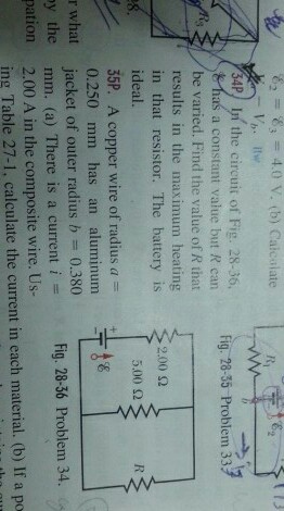 Solved 4.0 V. (b) Calculate 34P the circuit of Fig. 28-36 | Chegg.com