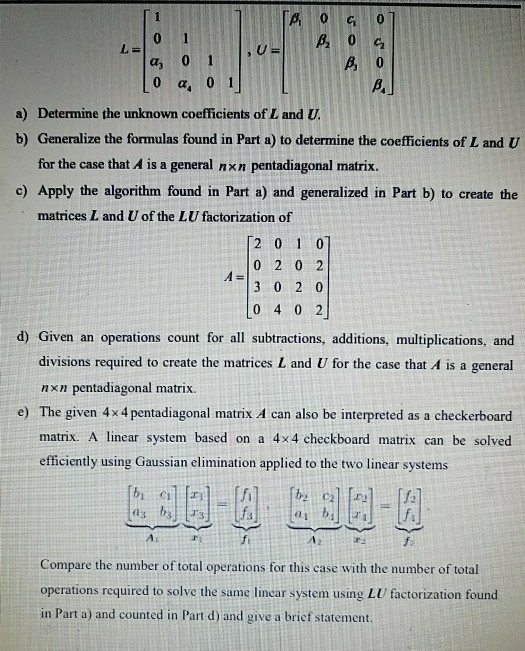 Solved Problem 3. Consider the general 4x4 pentadiagonal | Chegg.com