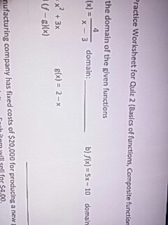 Solved Practice Worksheet for Quiz 2 (Basics of functions, | Chegg.com
