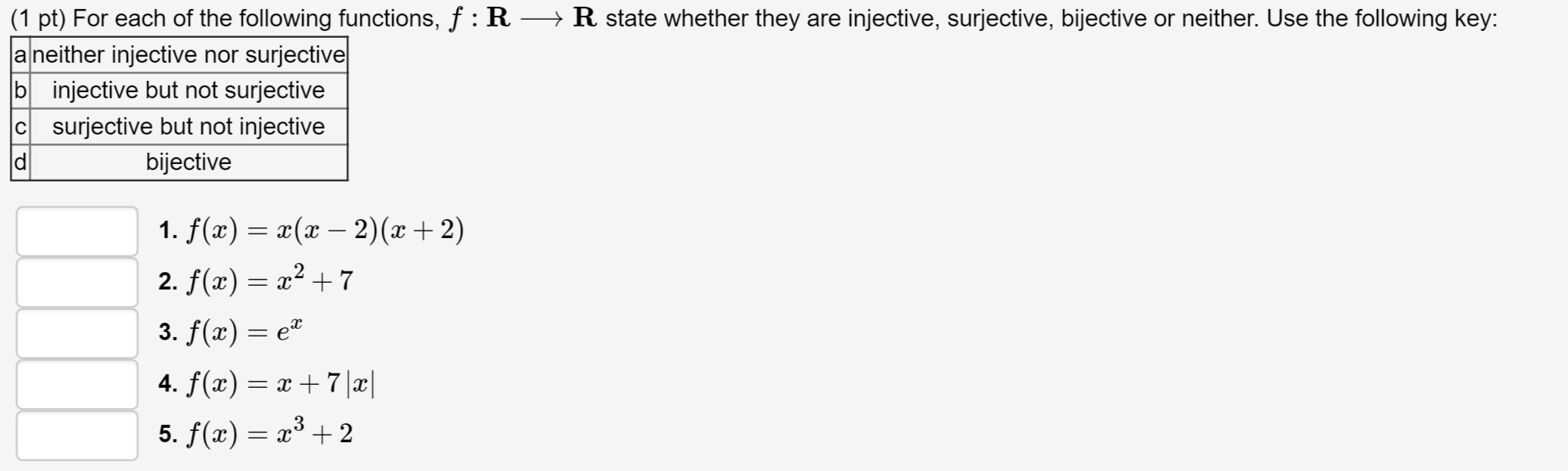 Solved For each of the following functions, f: R a neither | Chegg.com