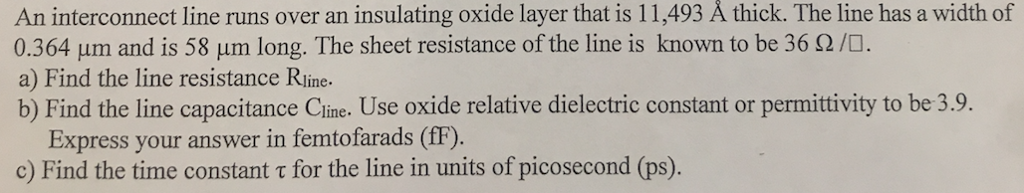 Solved An interconnect line runs over an insulating oxide | Chegg.com