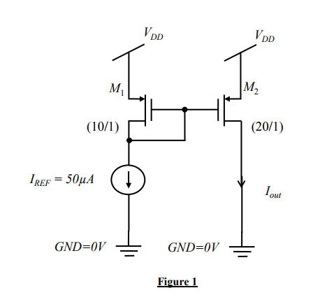 Solved 1. Figure 1 shows a PMOS based current mirror where | Chegg.com