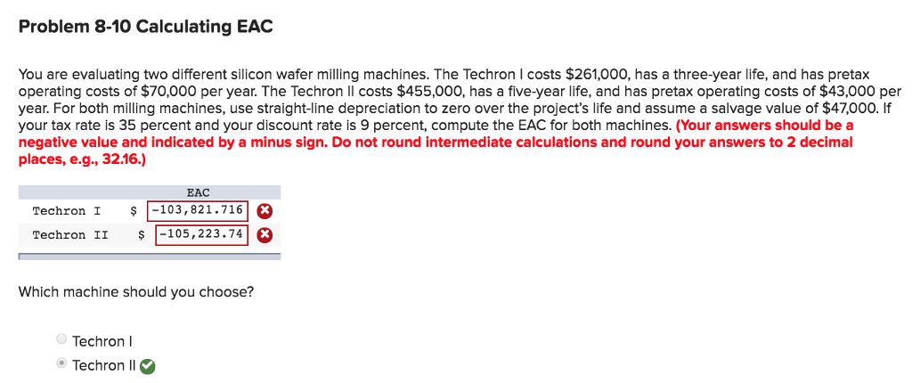 Solved Problem 8-10 Calculating EAC You are evaluating two | Chegg.com