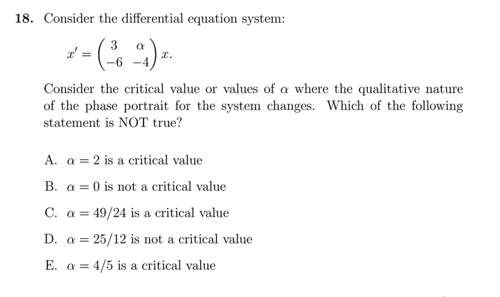 Solved Consider the differential equation system: x' = (3 | Chegg.com