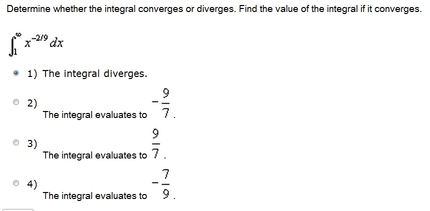 Solved Determine whether the integral converges or diverges. | Chegg.com