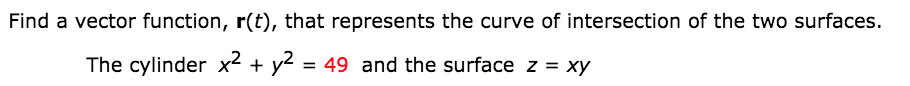 Solved Find a vector function, r(t), that represents the | Chegg.com