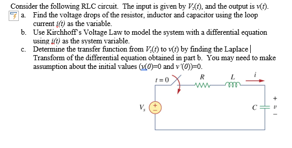 Solved Consider the following RLC circuit. The input is | Chegg.com