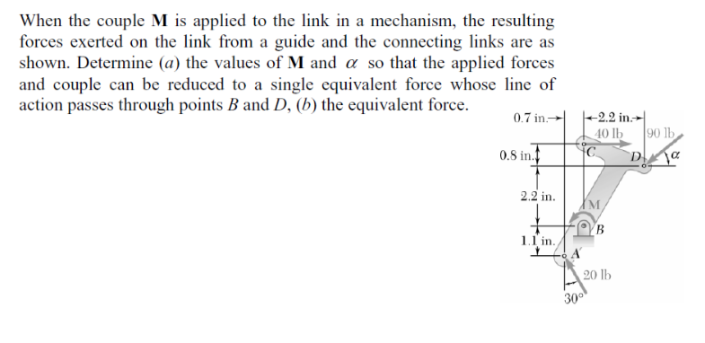 Solved When the couple M is applied to the link in a | Chegg.com